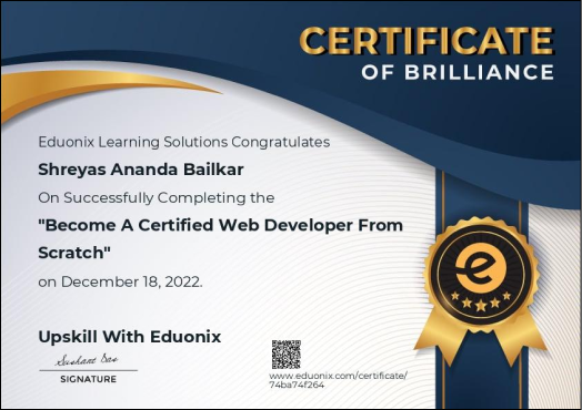 Shreyas | Certification